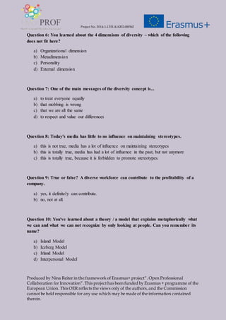 OER2_quiz on diversity training | DOCX | Education