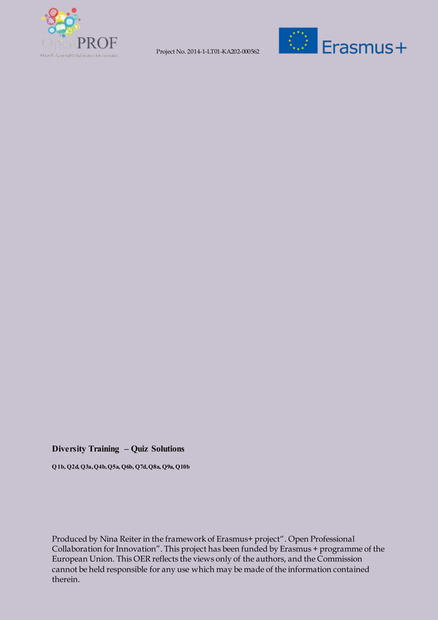 OER2_quiz on diversity training | DOCX | Education