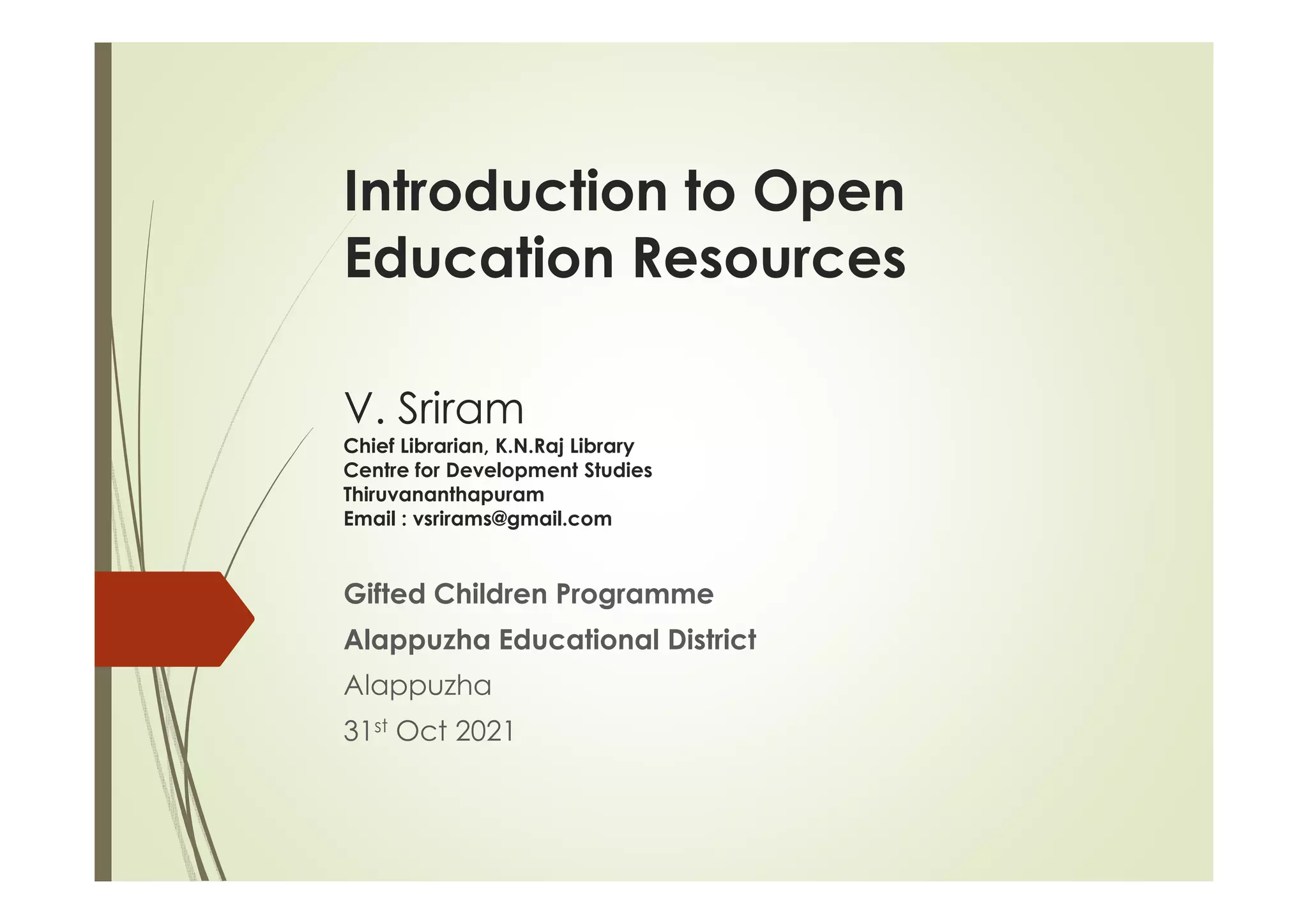 Web-talk on Introduction to Open Education Resources | PPT