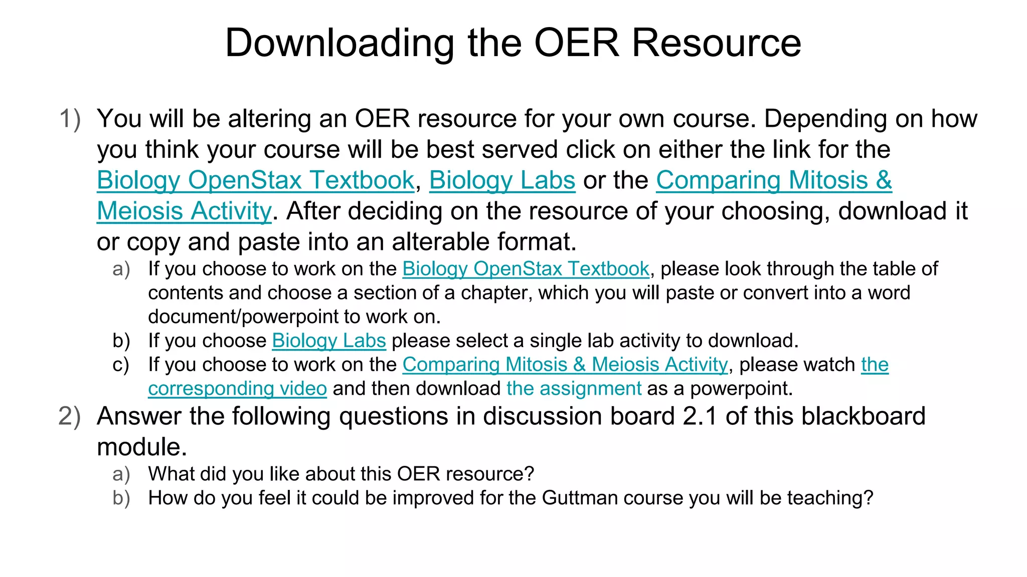 Oer biology training | PPTX