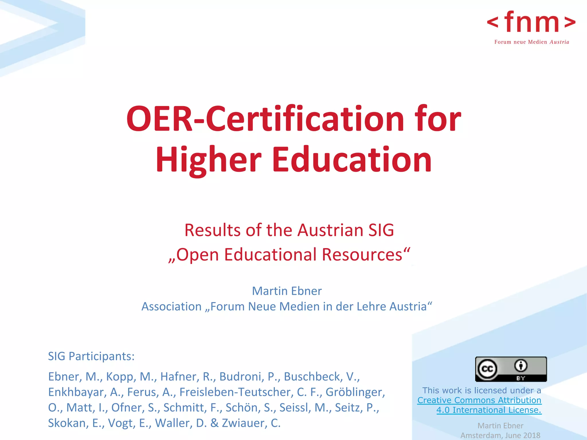 OER-Certification for Higher Education | PPT