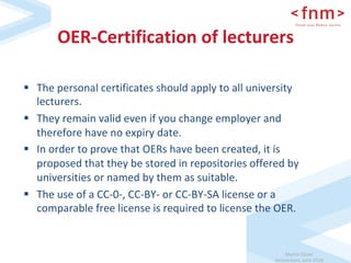OER-Certification for Higher Education | PPT