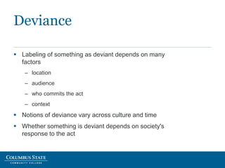 Chapter 7 - Deviance, Crime, and Social Control | PPTX