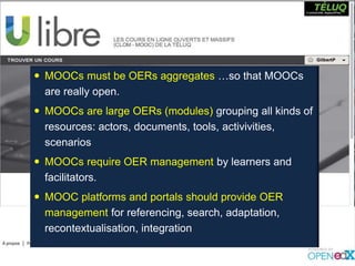 Opening up MOOCs for OER management on the Web of linked data | PPT