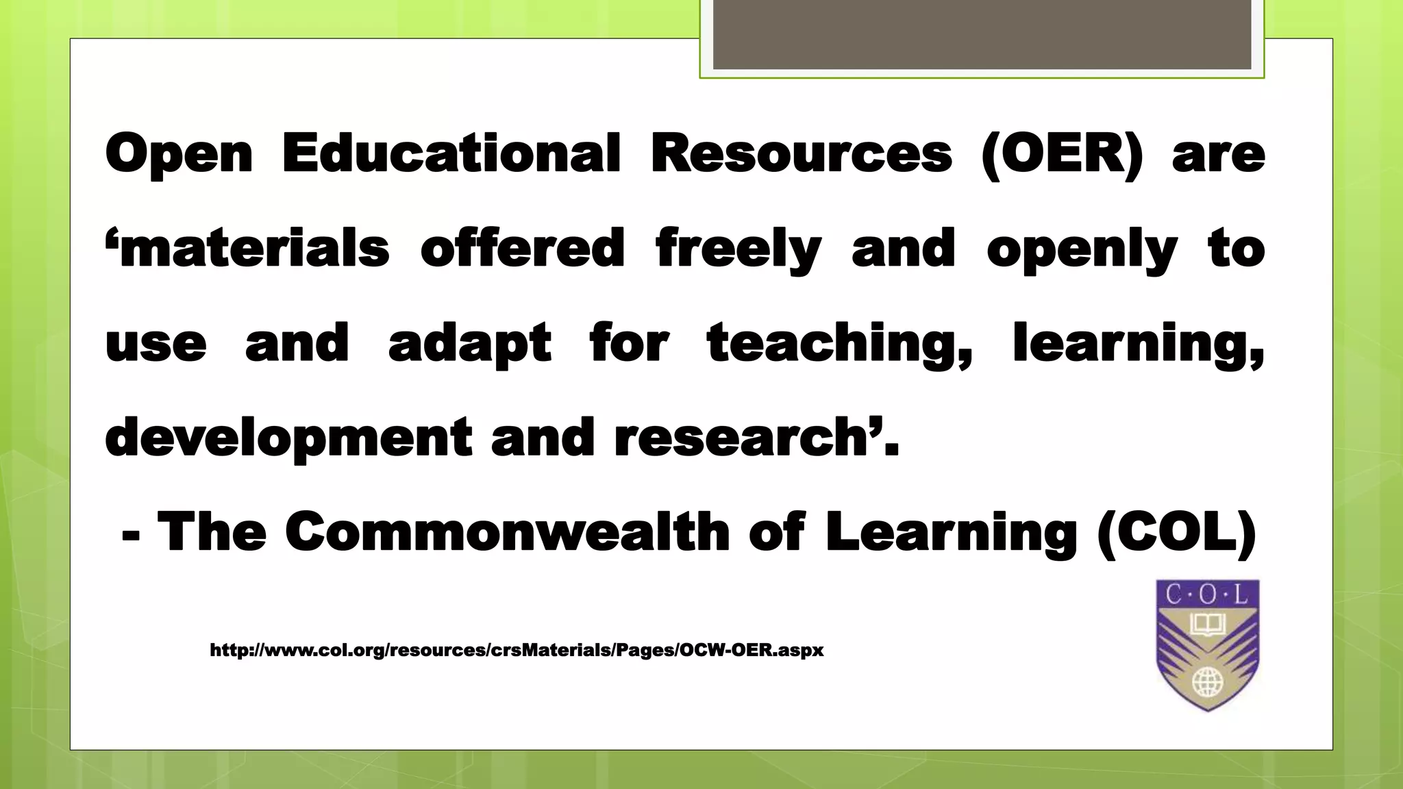 OER: Higher Education and Research | PPTX