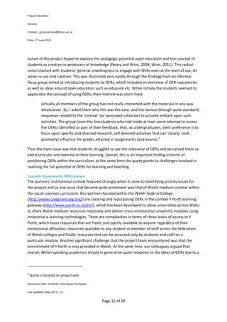 Draft final report for cascade project | PDF