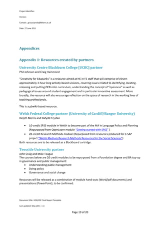 Draft final report for cascade project | PDF