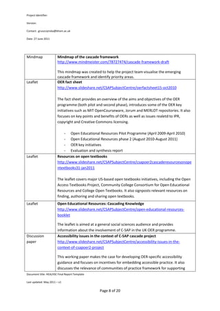 Draft final report for cascade project | PDF