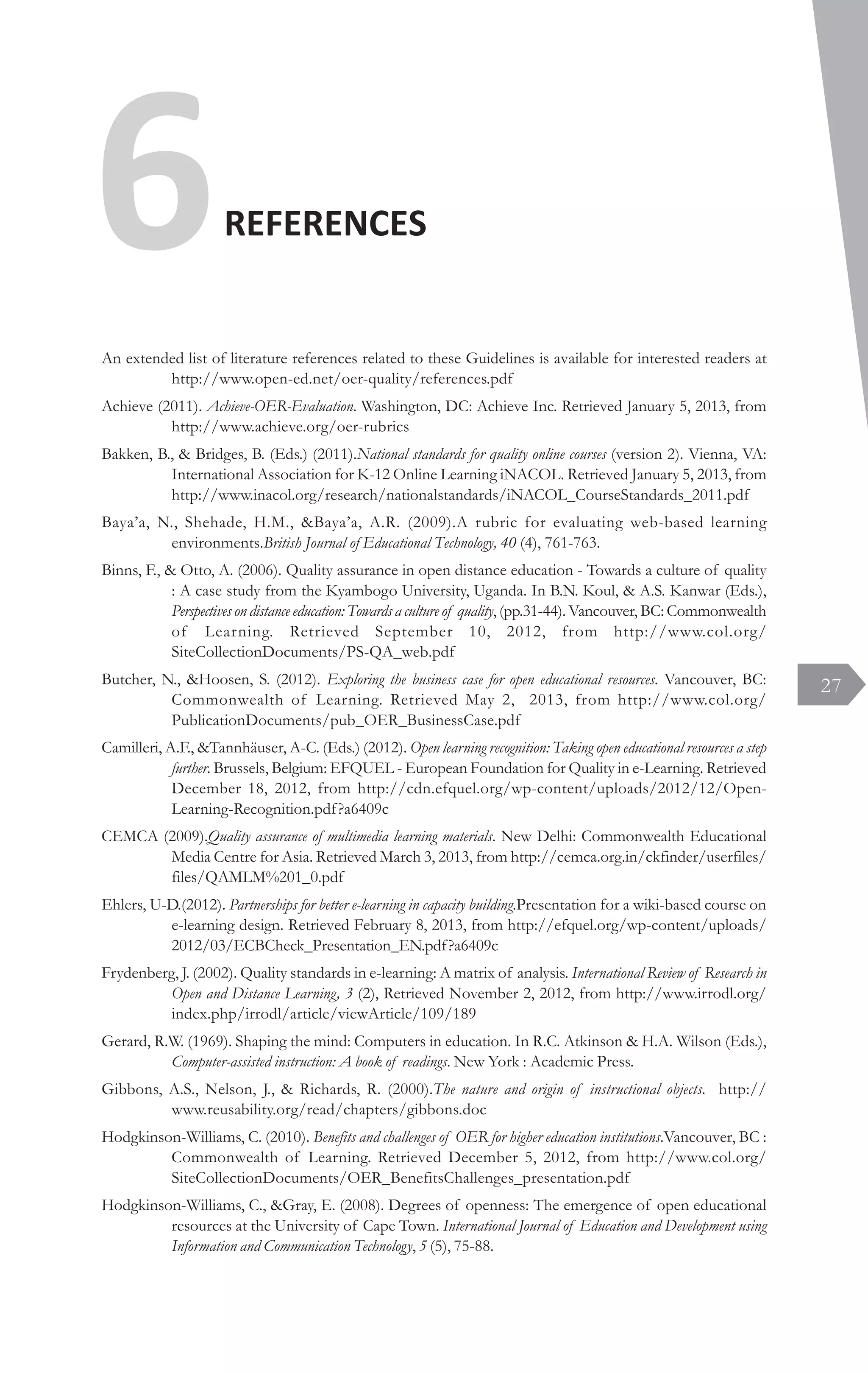 Quality Assurance Guidelines for Open Educational Resources: TIPS ...