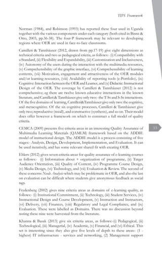 Quality Assurance Guidelines for Open Educational Resources: TIPS Framework | PDF