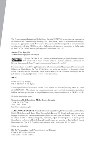 Quality Assurance Guidelines for Open Educational Resources: TIPS Framework | PDF