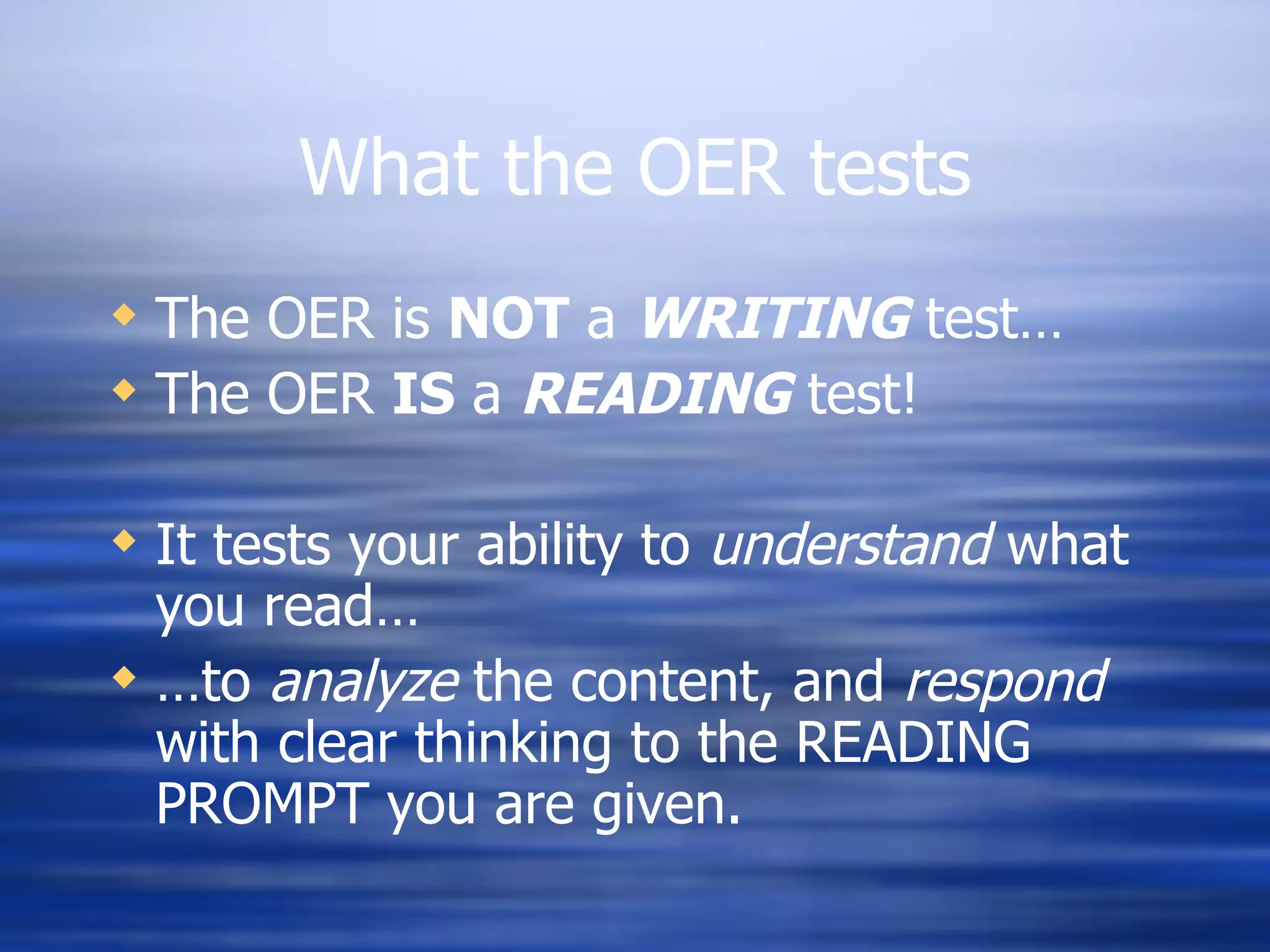 night—OER response analysis | PPT | Resume Writing and Advice | Job Search