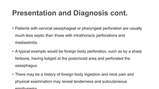 Oesophageal Perforation.pptx | Digestive Disorders | Diseases and ...