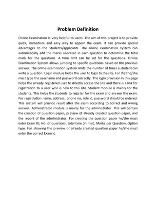 Online Examination System Report | DOCX