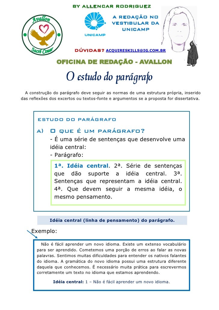 O estudo do parágrafo
