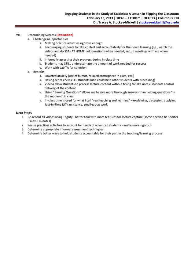 Engaging Students in the Study of Statistics - Outline | PDF