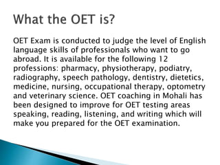 Oet coaching in mohali with Contact details | PPT | Free Download