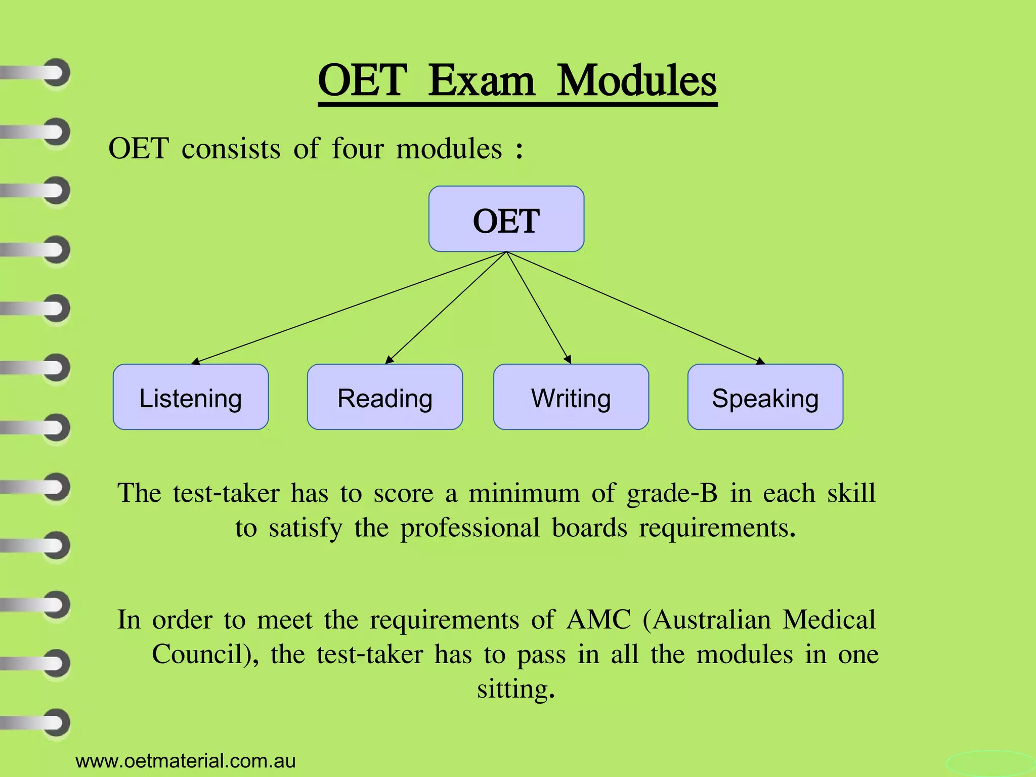 OET Modules and Exam Tips | PPT