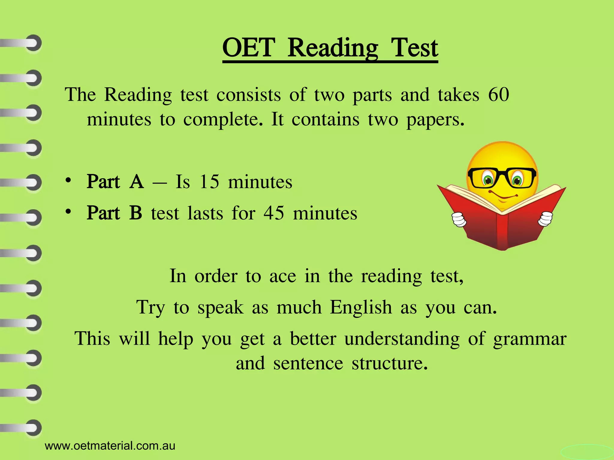OET Modules and Exam Tips | PPT