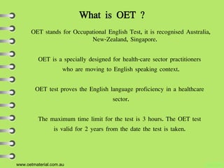 OET Modules and Exam Tips | PPT