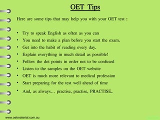 OET Modules and Exam Tips | PPT