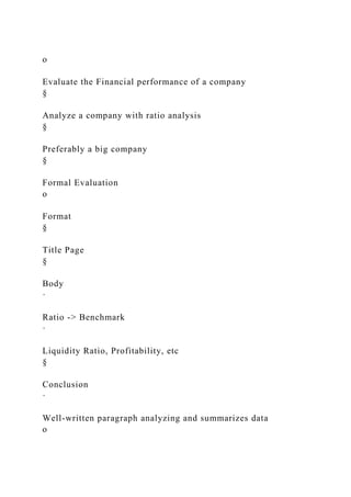 oEvaluate the Financial performance of a company§Analyze a.docx
