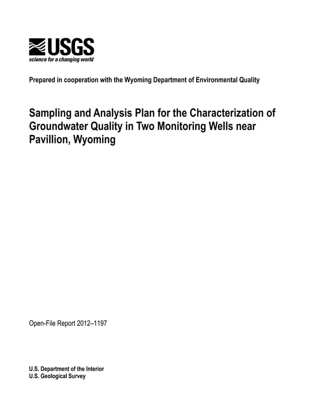 USGS Sampling and Analysis Plan for 2 Test Water Wells in Pavillion, WY ...