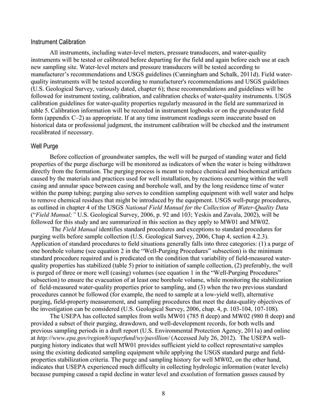 USGS Sampling and Analysis Plan for 2 Test Water Wells in Pavillion, WY ...