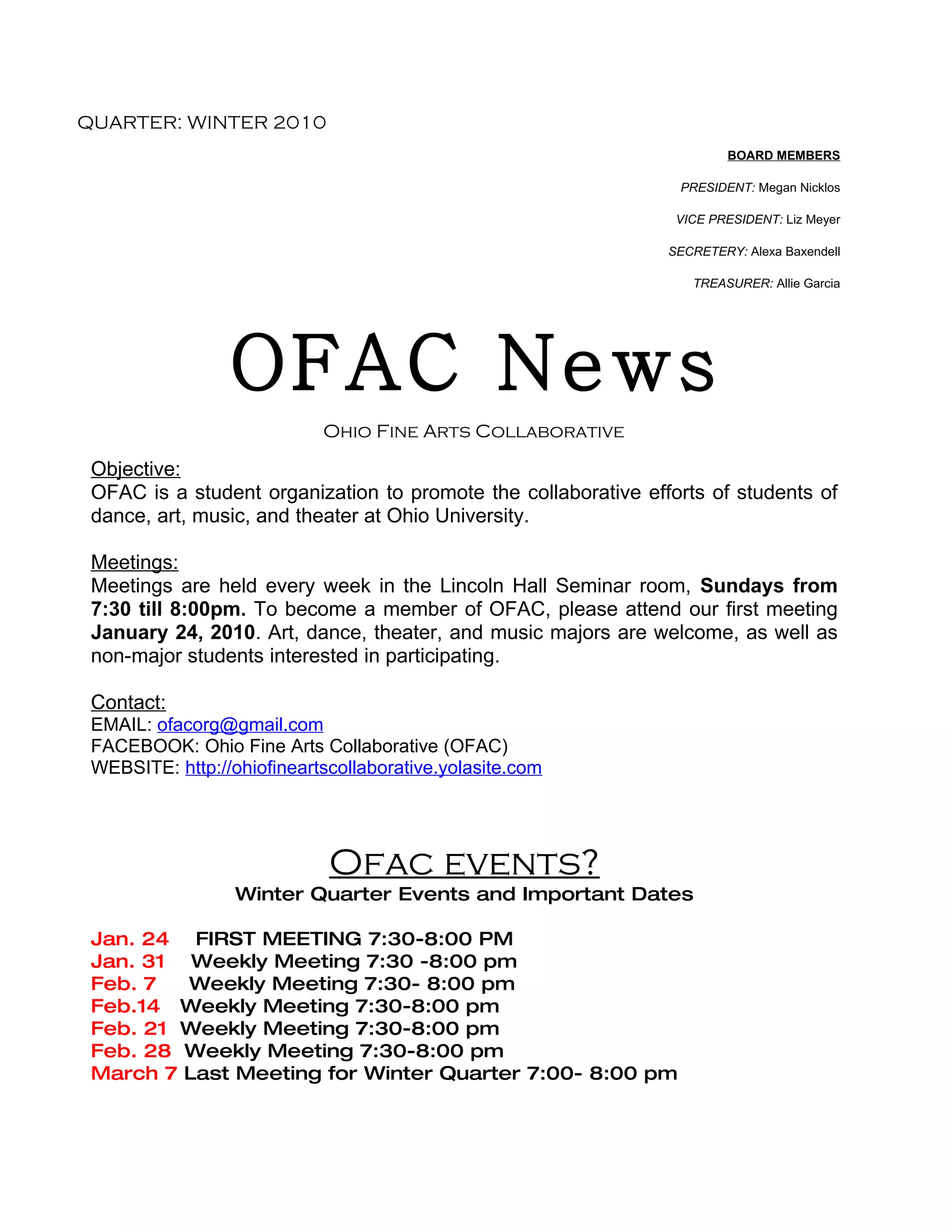 OFAC New Letter Winter 2010 | DOC