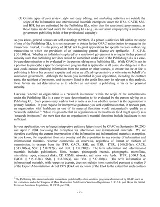 Response from OFAC to Elsevier, October 2015 | PDF