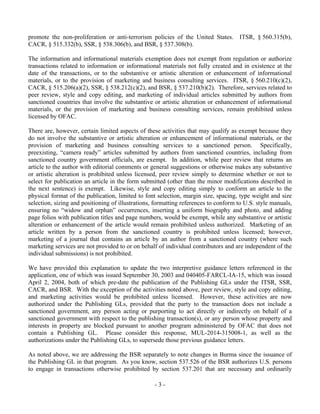 Response from OFAC to Elsevier, October 2015 | PDF