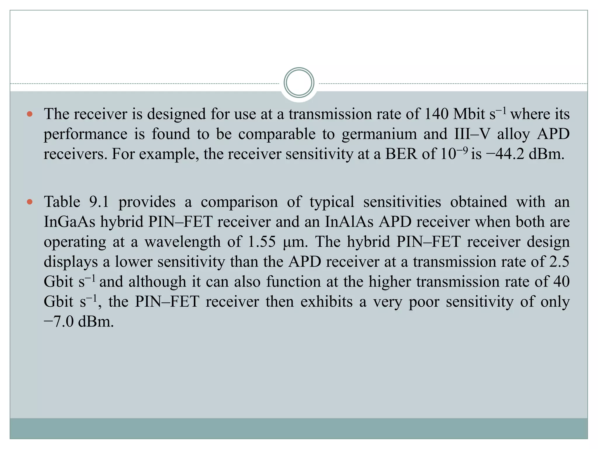 Receiver structures(optical communication) | PPTX