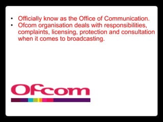 Ofcom | PPT | Telecommunications Industry | Industries