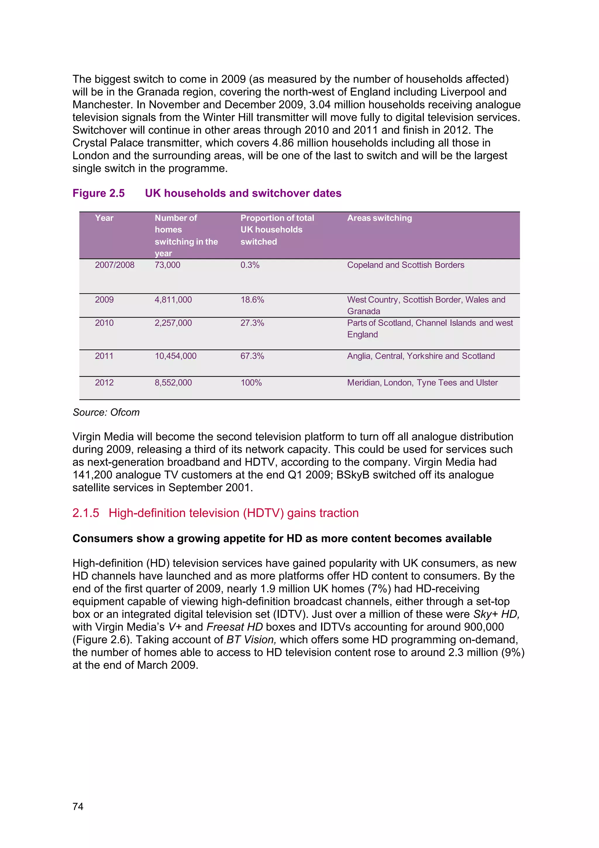 Ofcom - The Communications Market in UK 2009 | PDF