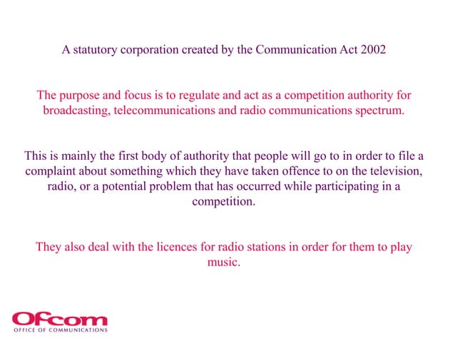 Ofcom powerpoint | PPTX | Business | Business and Finance