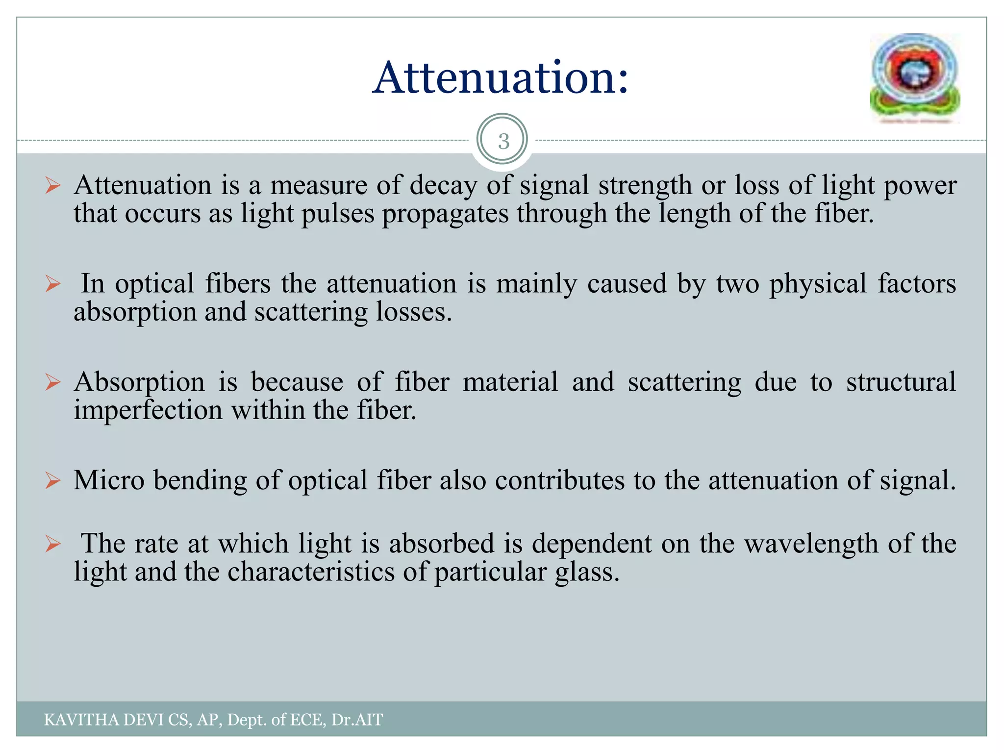 Transmission Characteristics of optical fiber | PPT