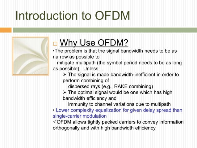 OFDM Orthogonal Frequency Division Multiplexing | PPT