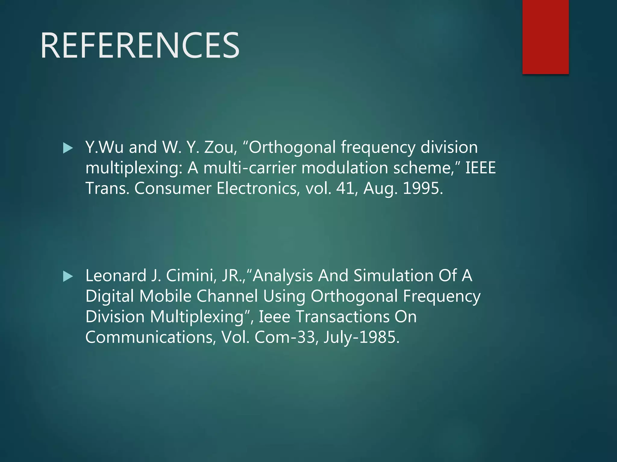 Ofdm Orthogonal Frequency Division Multiplexing Ppt