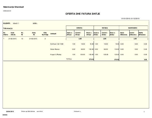 Oferta fatura shitje