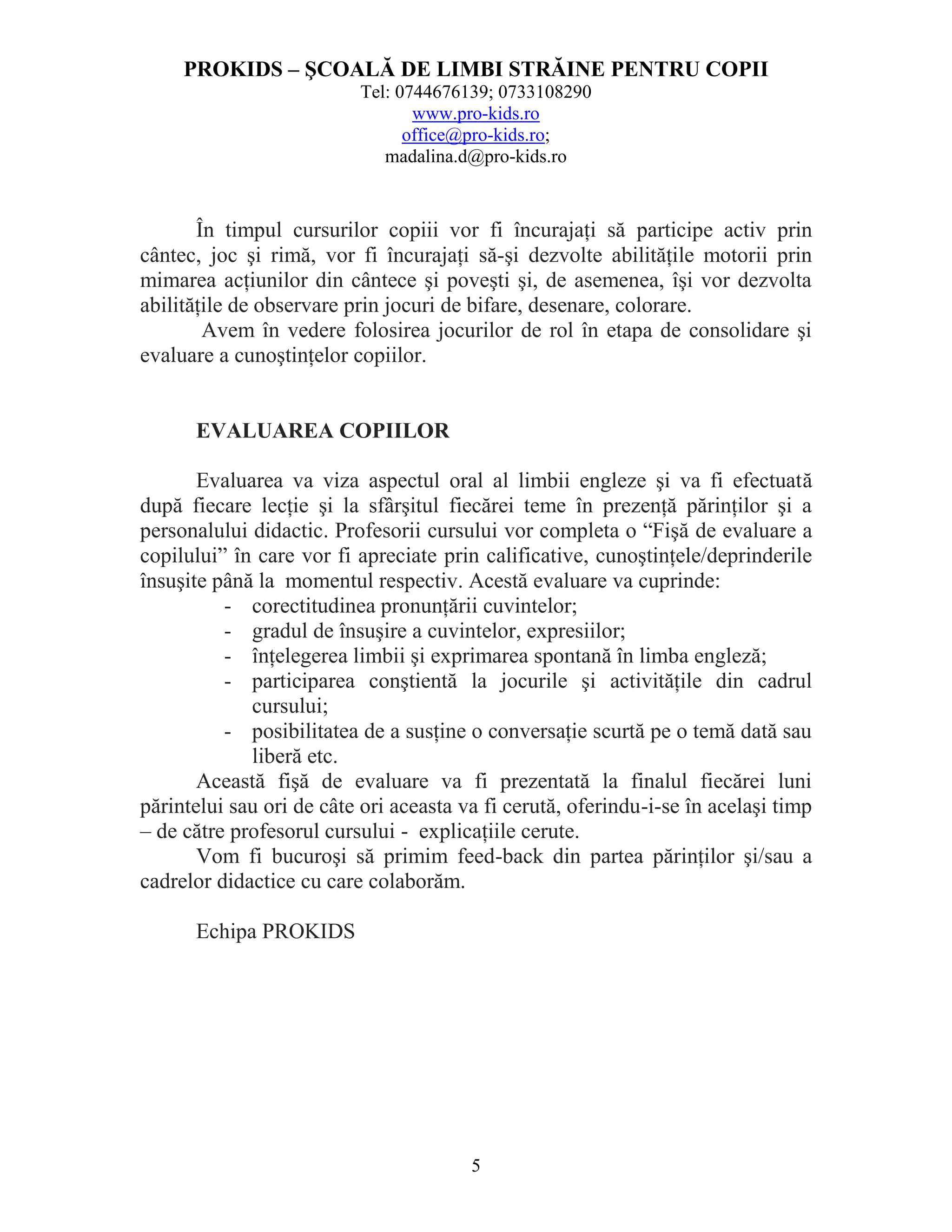 Oferta gradinite prokids | PDF