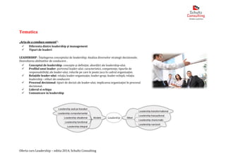 Prezentare curs Leadership, 20-21 iunie 2014 | PPT