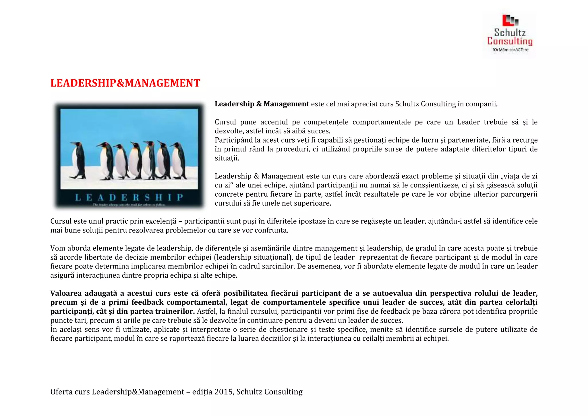 Prezentare Leadership & Management - training open | PDF