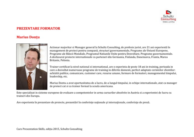 Brosura de prezentare Presentation Skills - open training | PPT