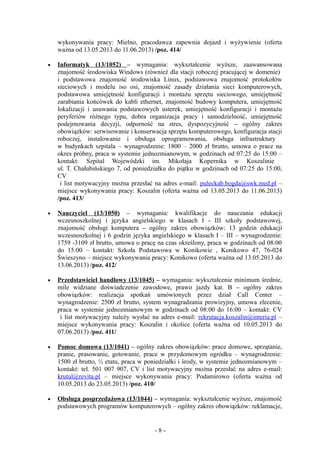 Oferty pracy 15.05.2013