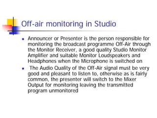 Off air monitoring | PDF