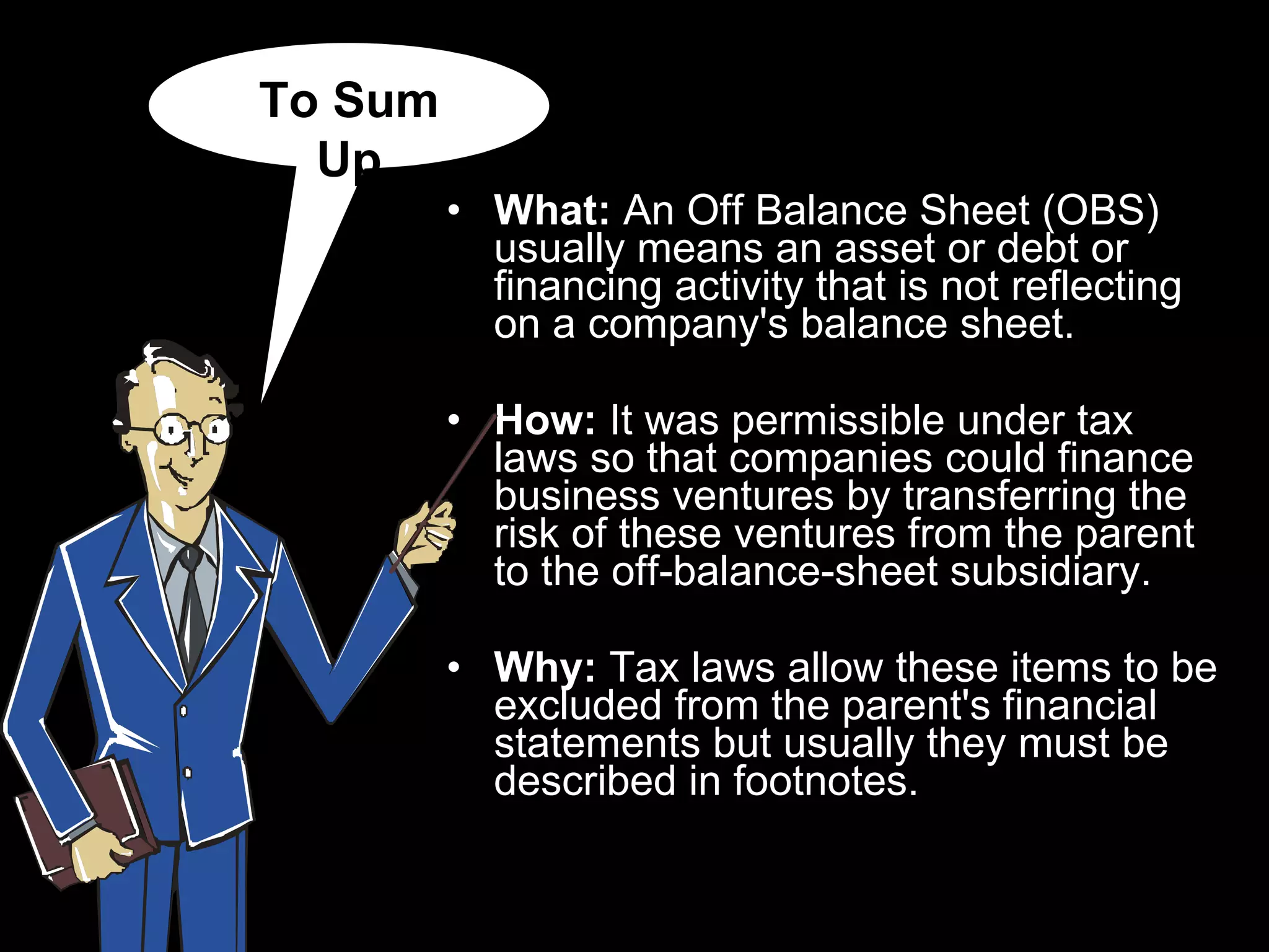 Off balance sheets | PPS