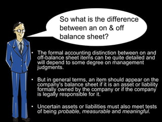 Off balance sheets | PPS