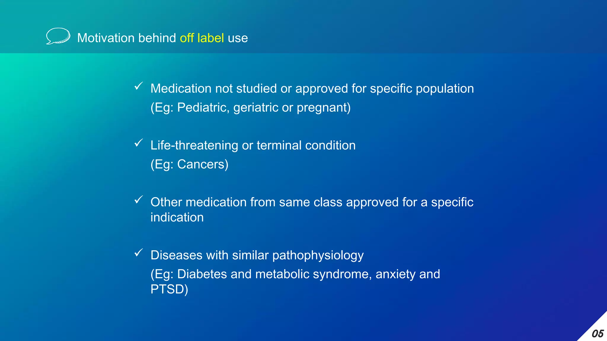 Off label use of drugs | PPS