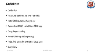 OFF- LABEL USE OF DRUGS.pptx eg pronalol performance anxiety | PPTX
