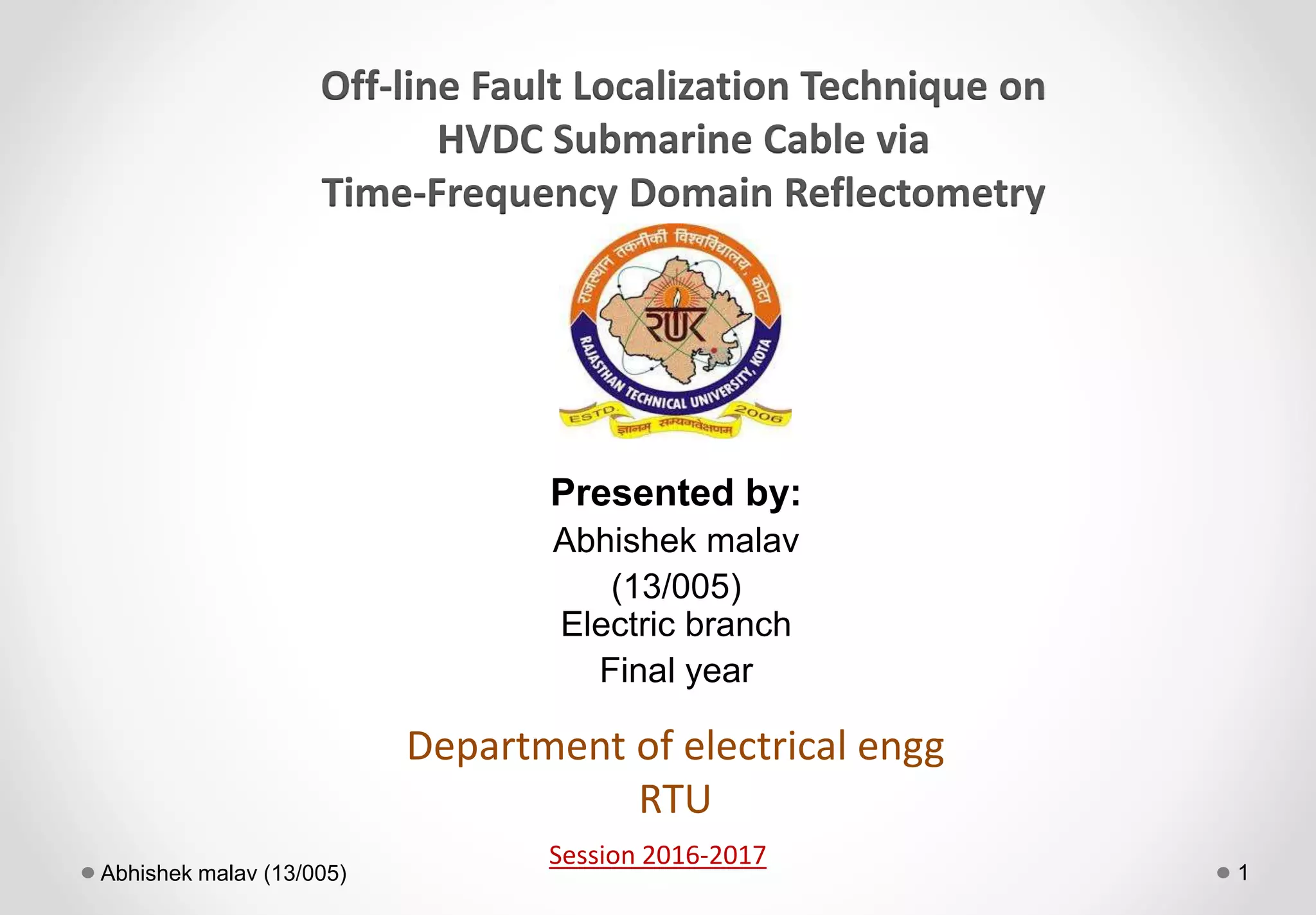 Off-line Fault Localization Technique on HVDC Submarine Cable via Time ...